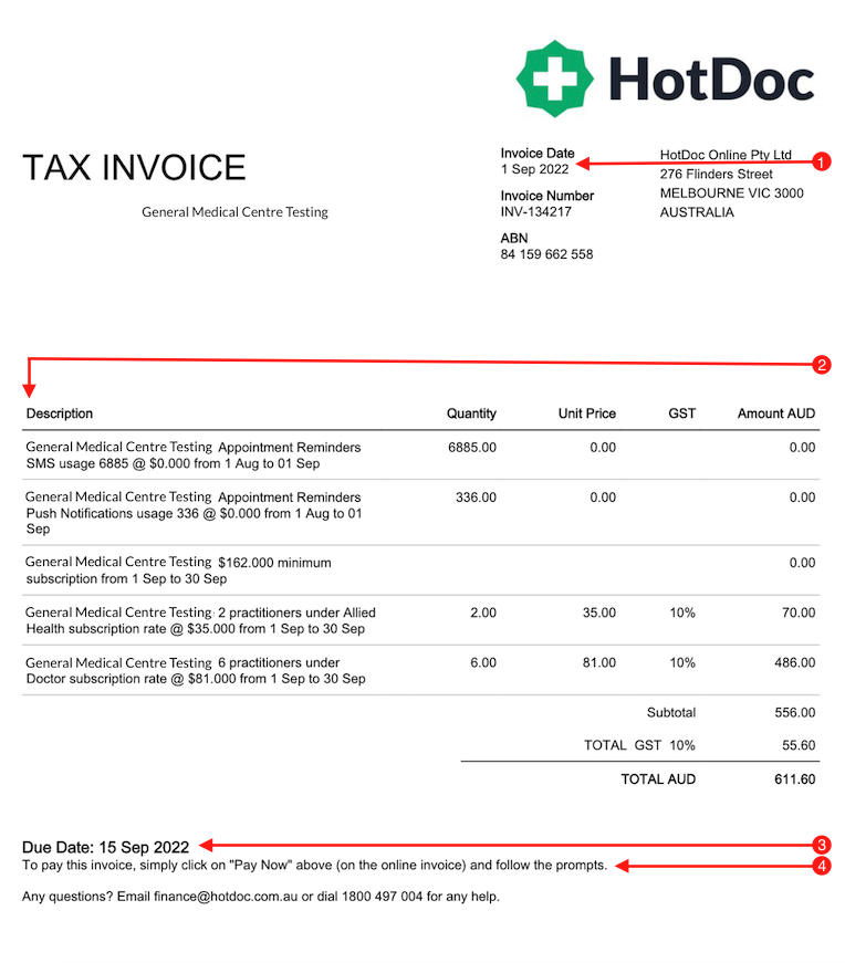 How can I see a breakdown of my invoice? – HotDoc Support