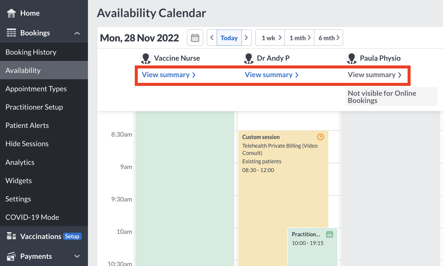 How to use the Availability Calendar – HotDoc Support