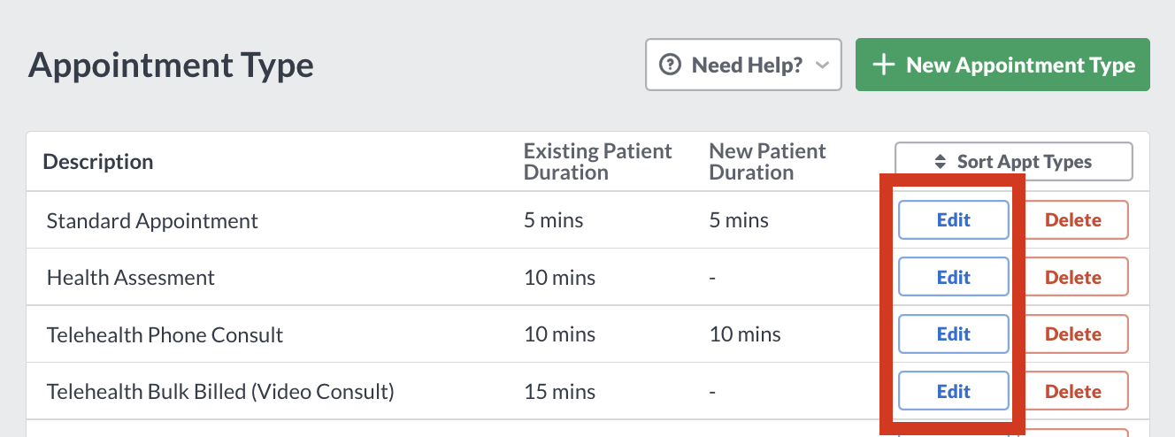 How to add, edit or remove an appointment type – HotDoc Support