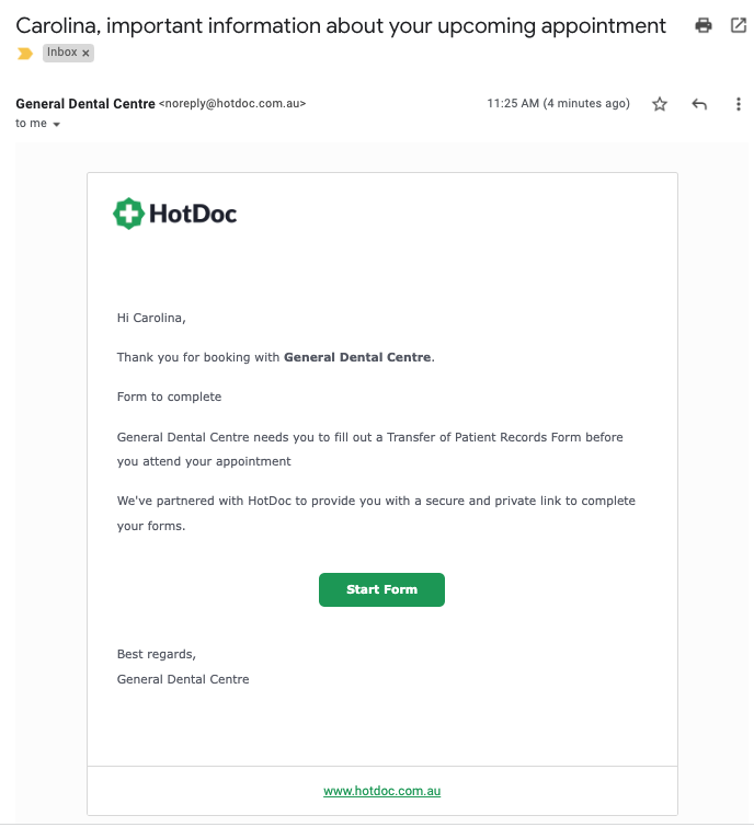 How will a patient receive their form? – HotDoc Support