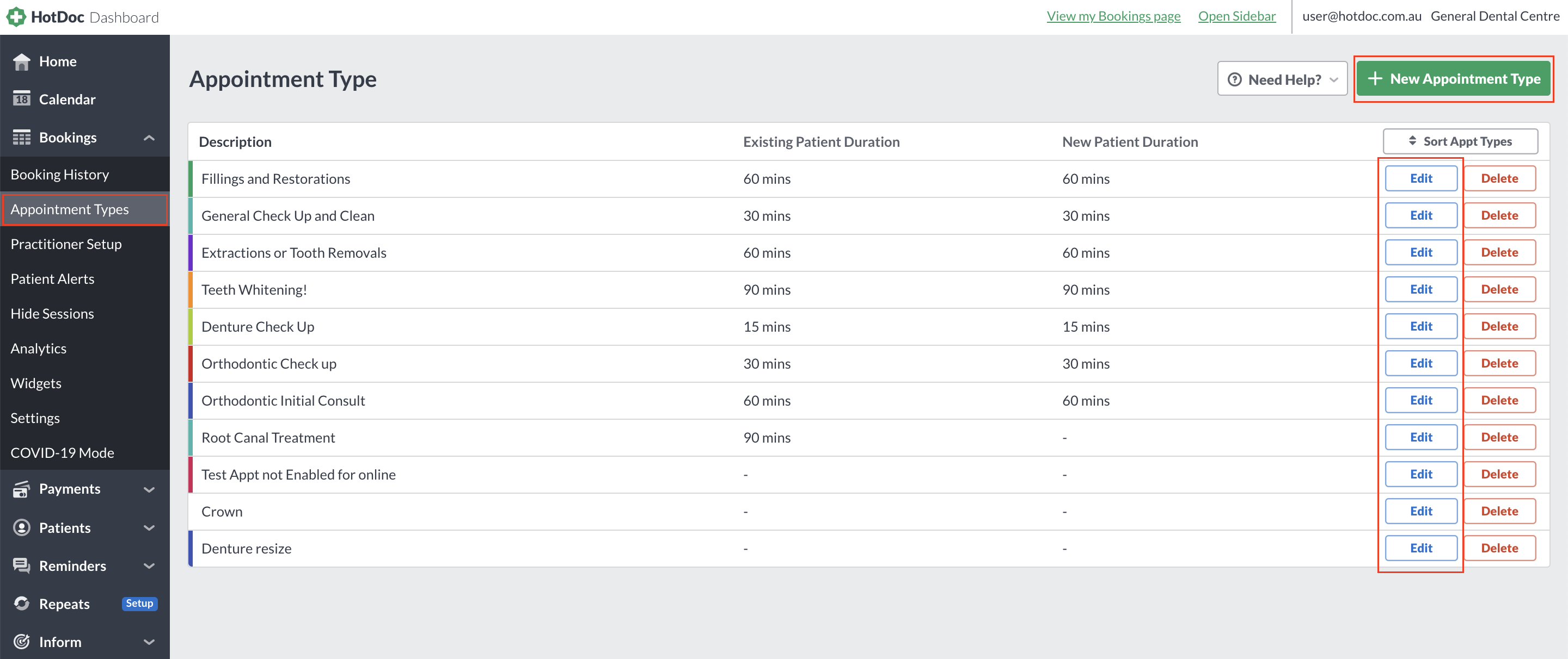 How to add, edit or remove an appointment type – HotDoc Support