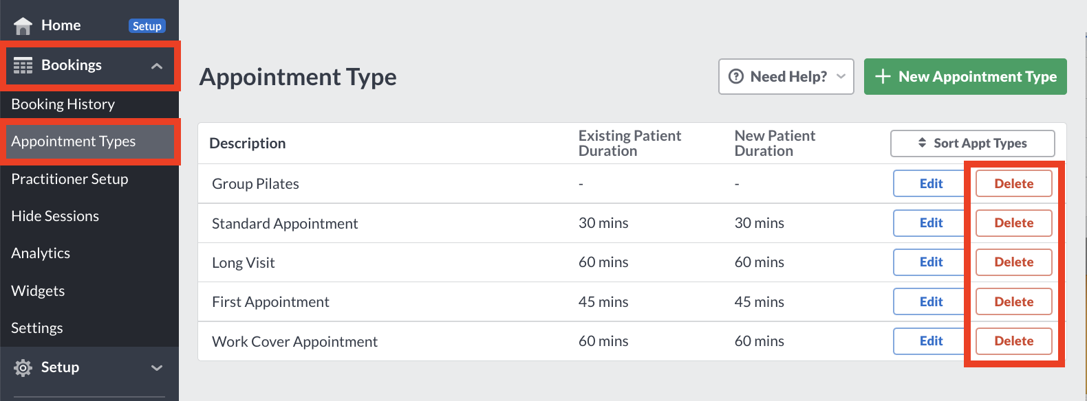 How to add, edit or remove an appointment type – HotDoc Support