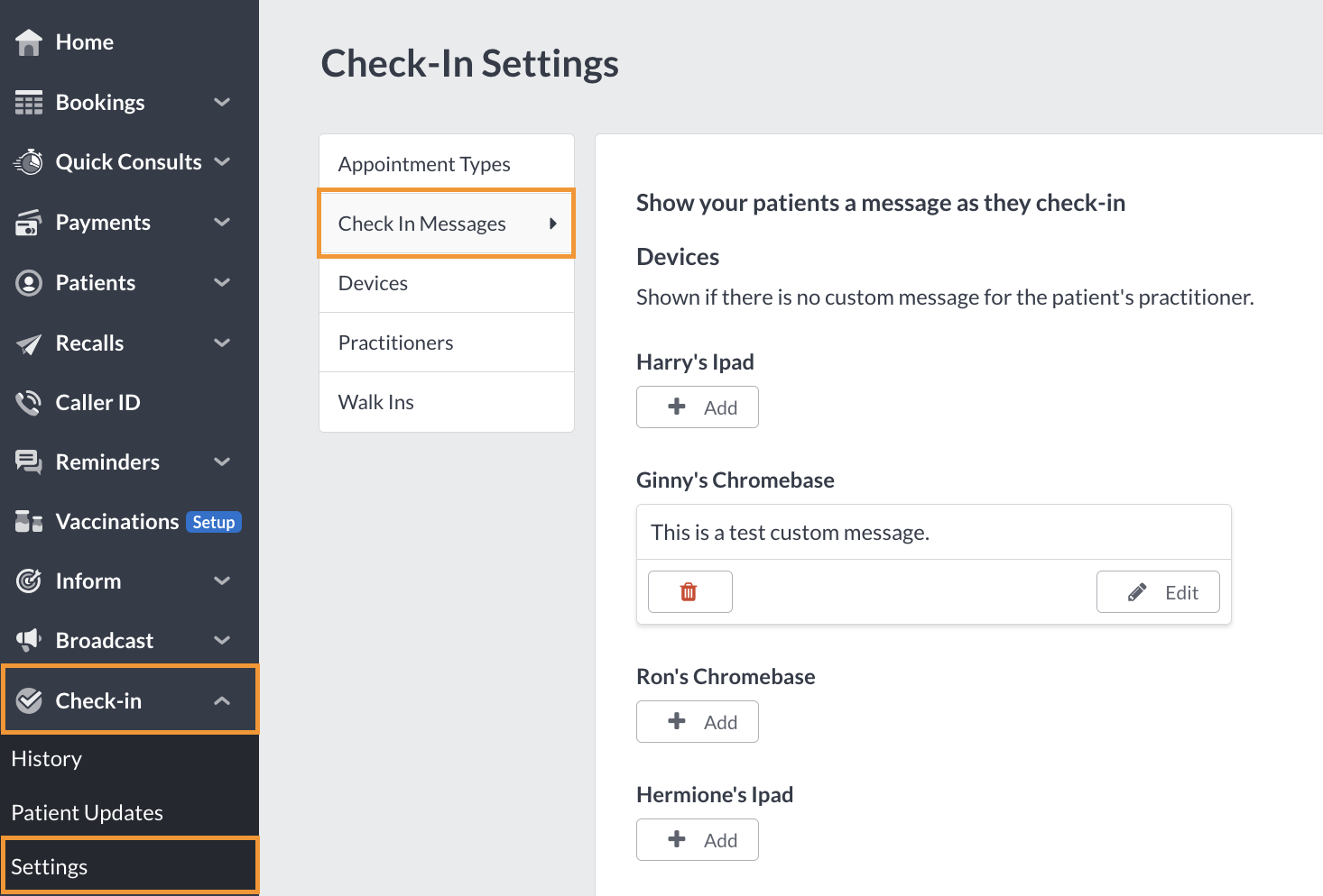 How do I add a message to the Check-In screen? – HotDoc Support